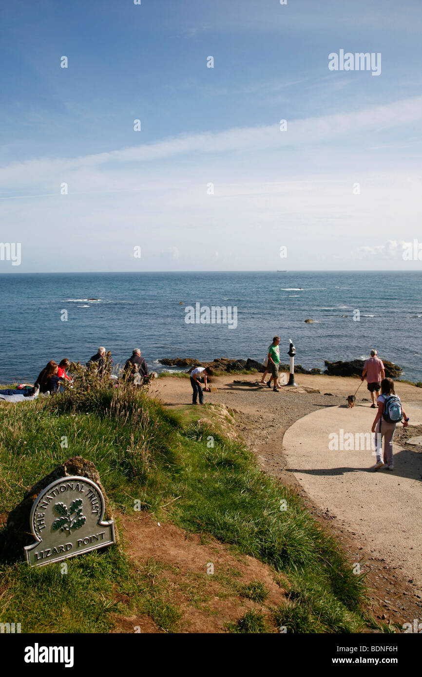 Visitors enjoying the Views and coastal scenery near Lizard Point ...