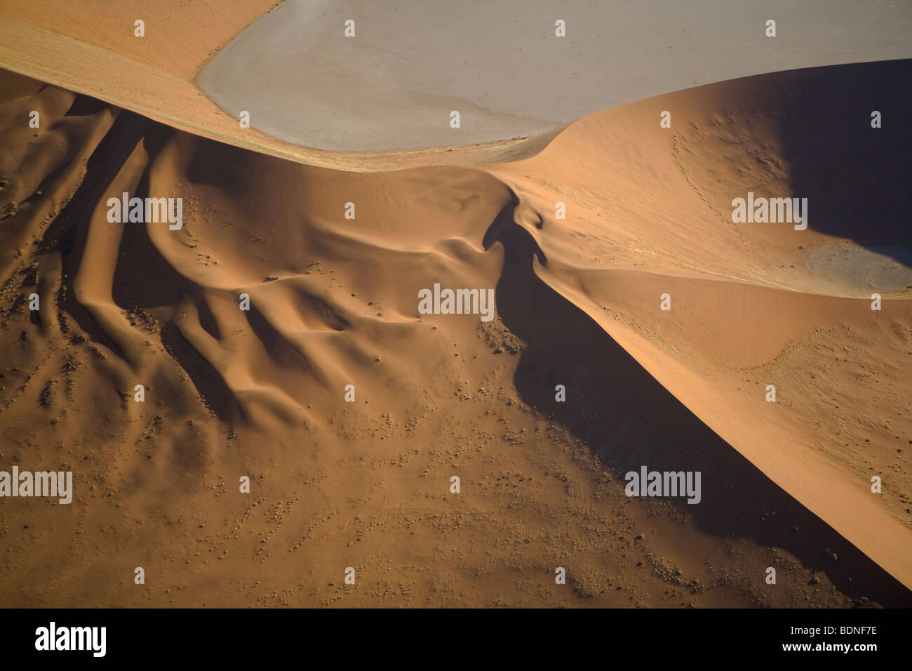 Aerial view of star dunes at Deadvlei, Sossusvlei, Namib desert ...