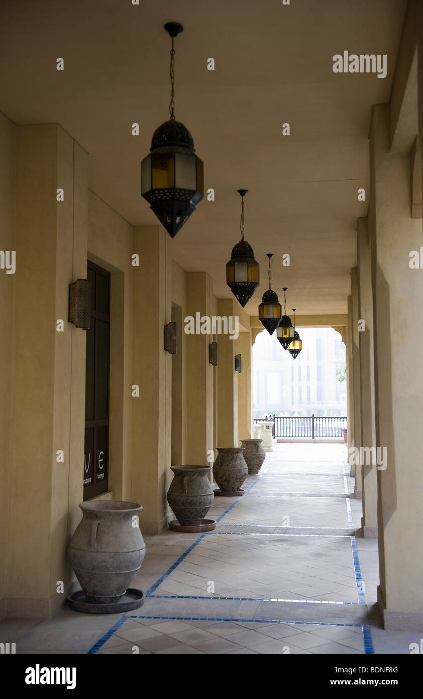 Traditional walkway under arcade, Souk Al Bahar, Burj Dubai, Dubai ...