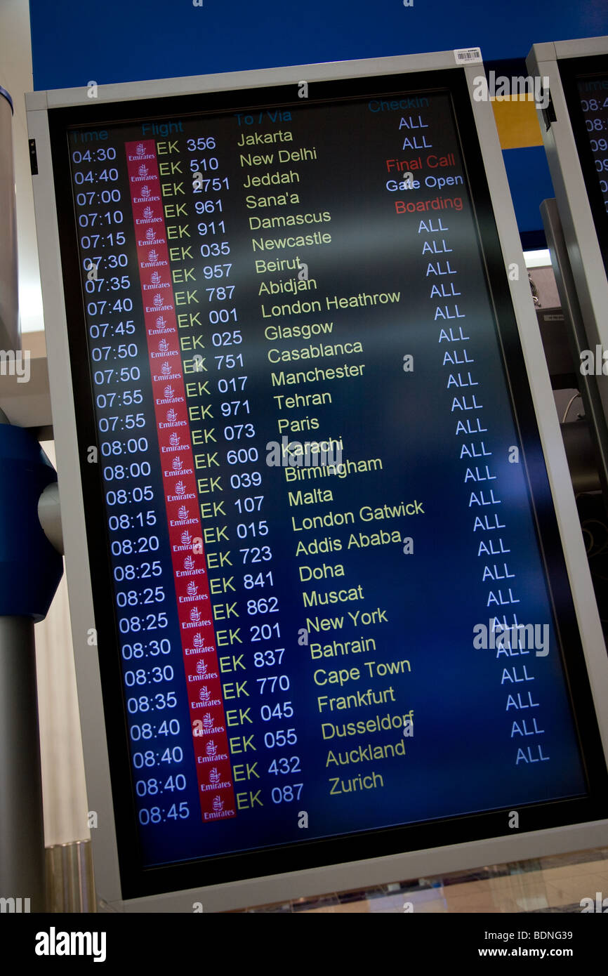 Departure board flight information screen monitor Stock Photo - Alamy
