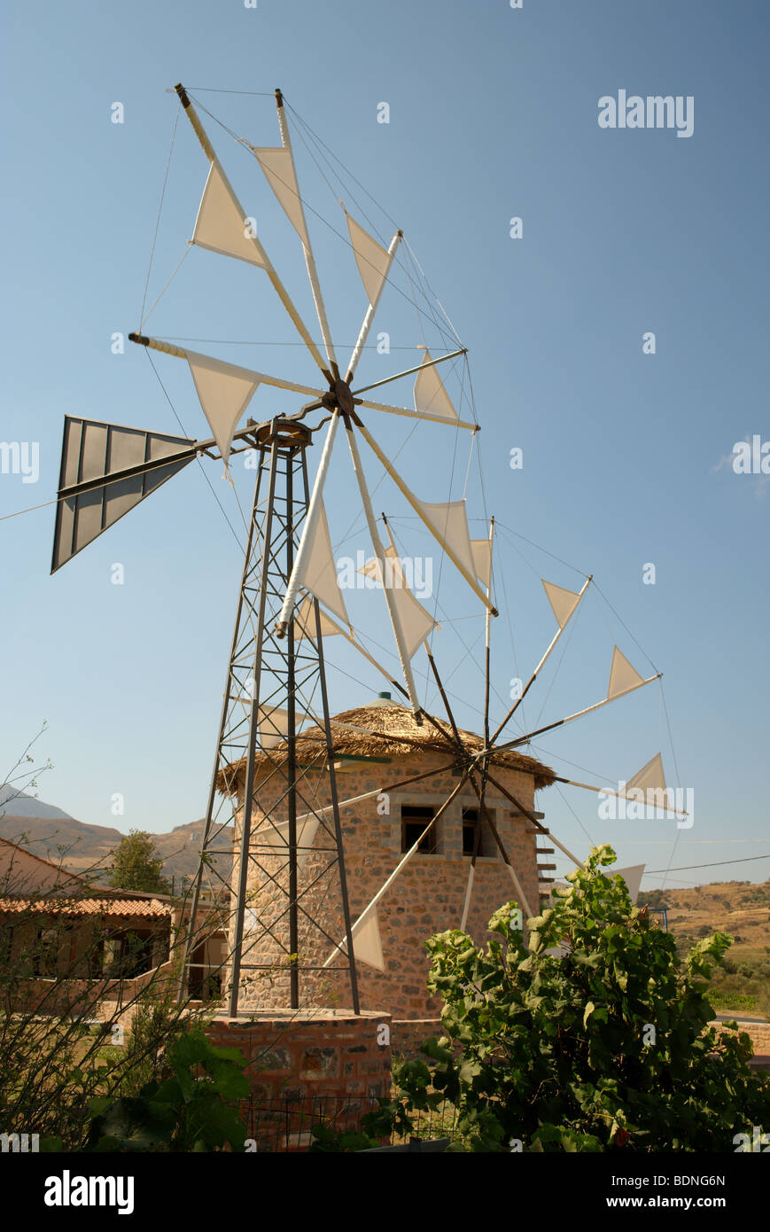 Two traditional Greek windmills on the island of Crete Stock Photo - Alamy