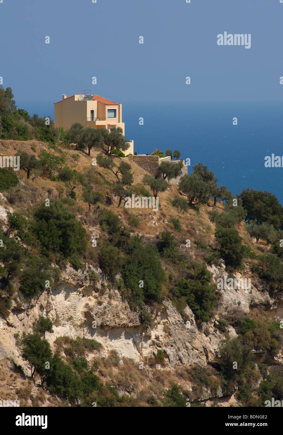 Hilltop modern property overlooking the blue Cretan sea, Crete, Greece ...