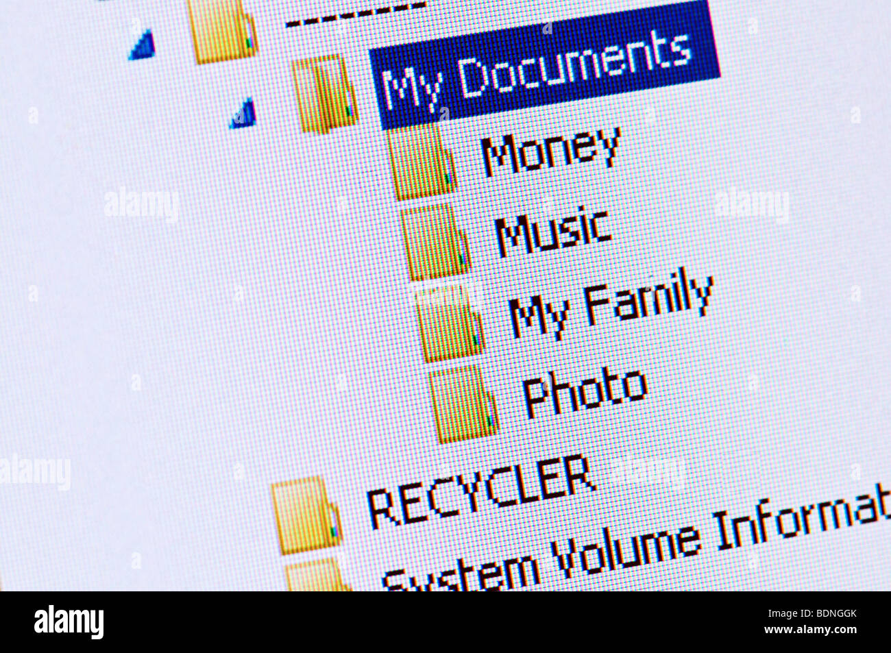 Computer desktop with folders structure - private data concept Stock ...