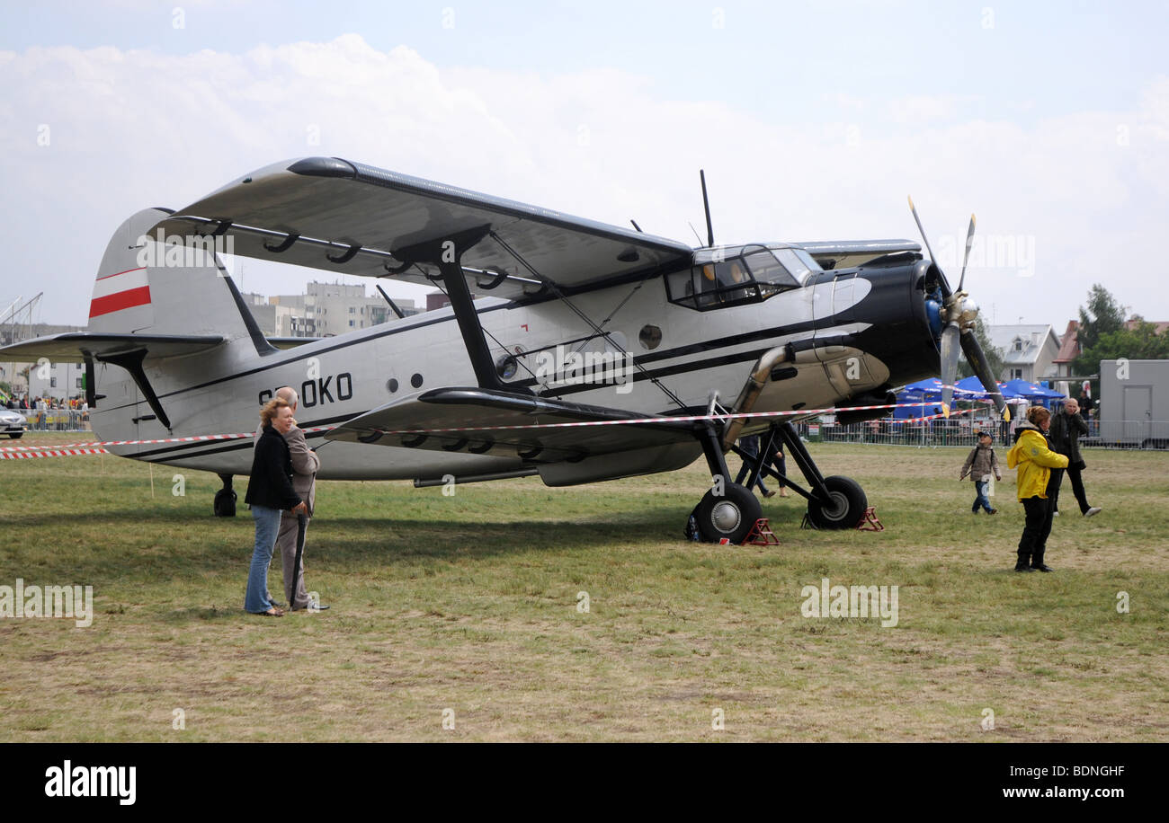 PZL Antonov An-2 biplane during exhibit in Warsaw, Poland Stock Photo ...