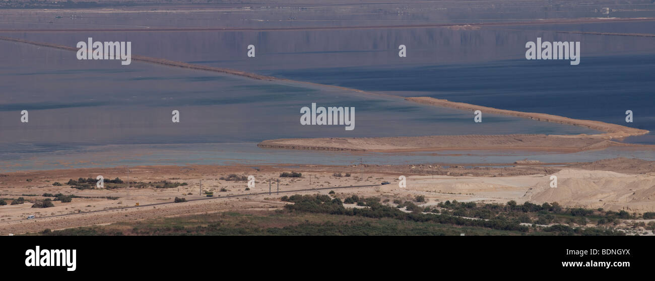 Evaporation ponds operated by 'Dead Sea Works' potash plant which ...