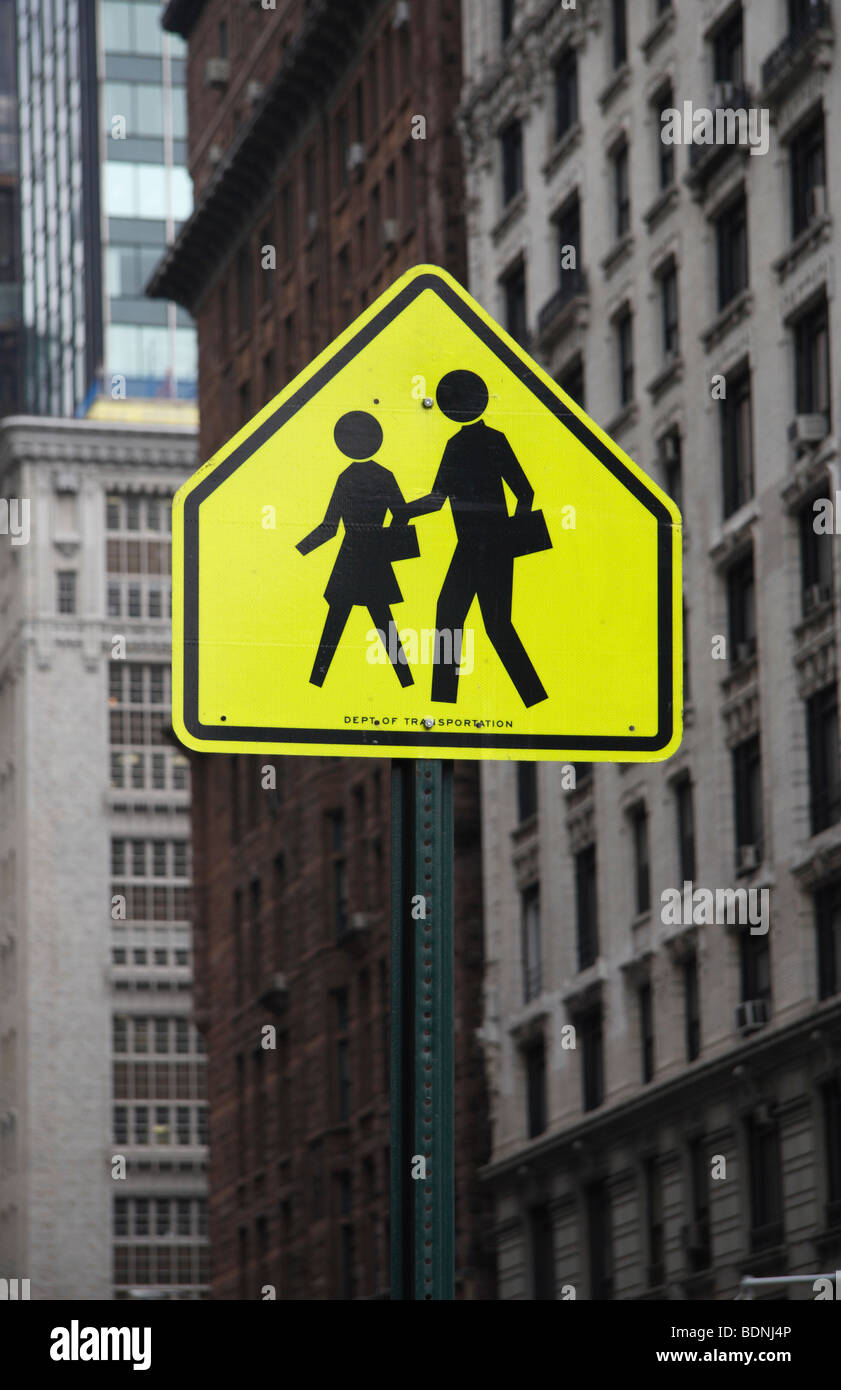 A pedestrian crossing warning sign in New York City, United States ...