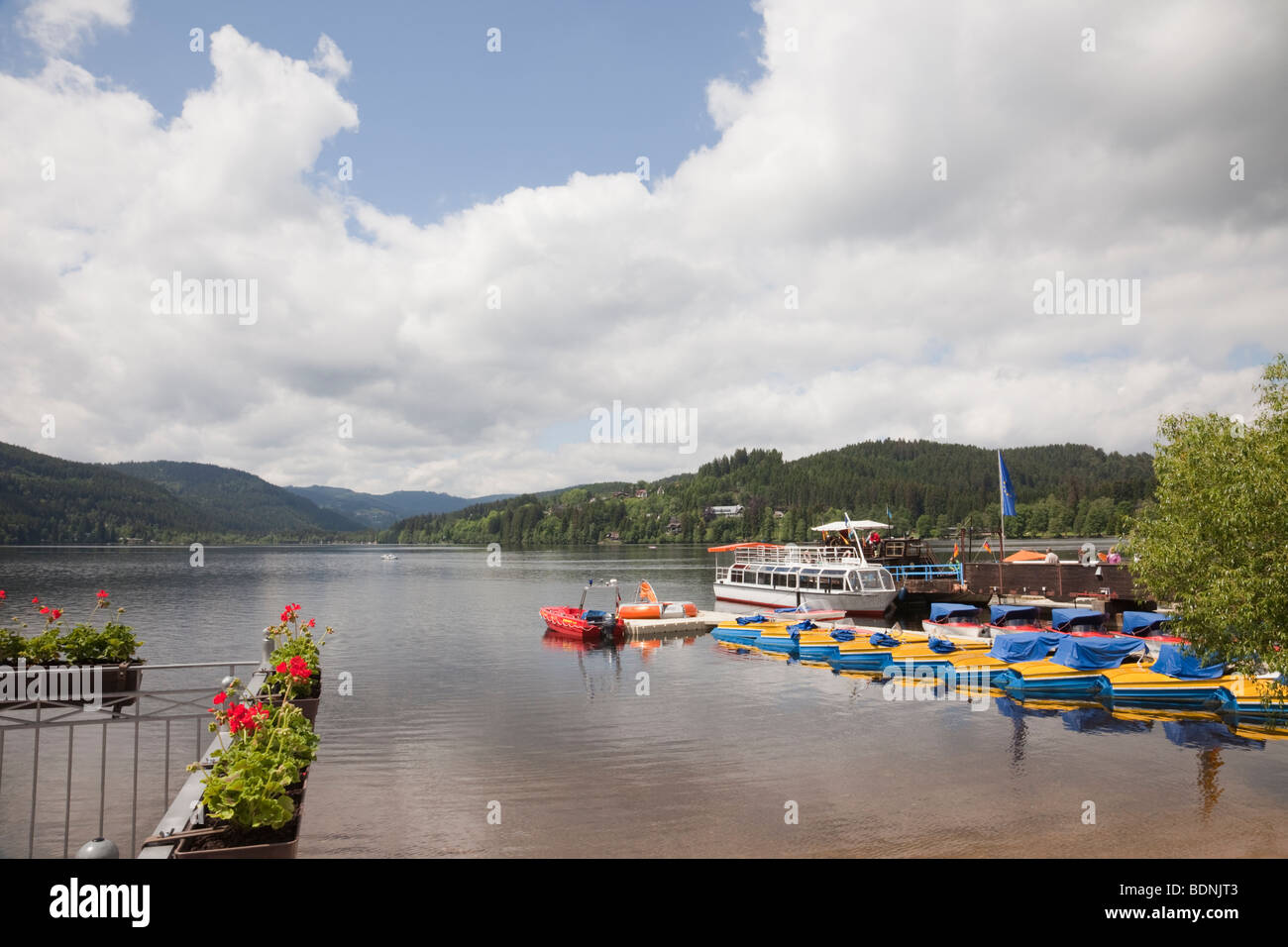 Titisee, Baden-Wurttemberg, Germany, Europe. View along Lake Titisee ...