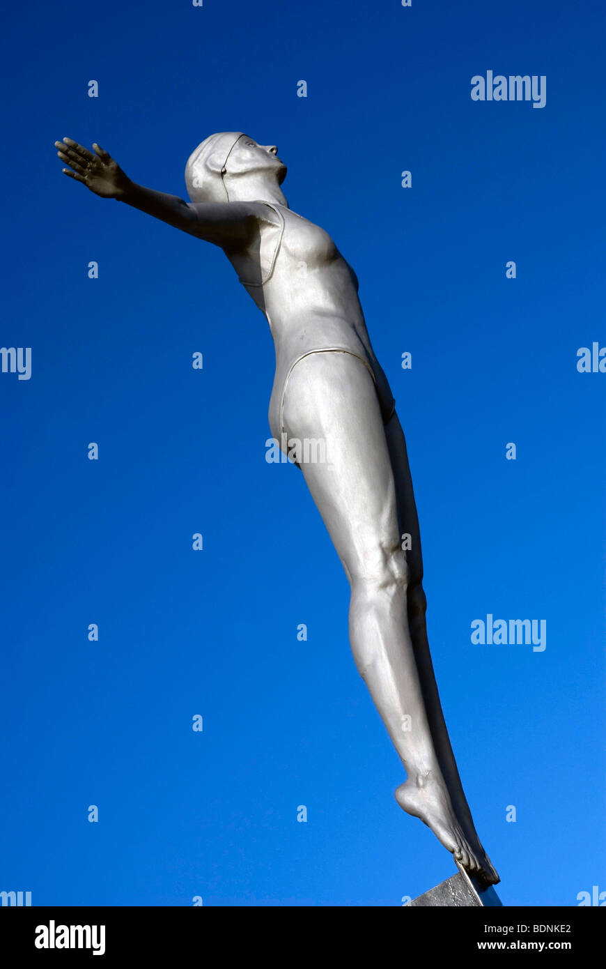 The Diving Belle statue on the pier at Scarborough, Yorkshire, England ...