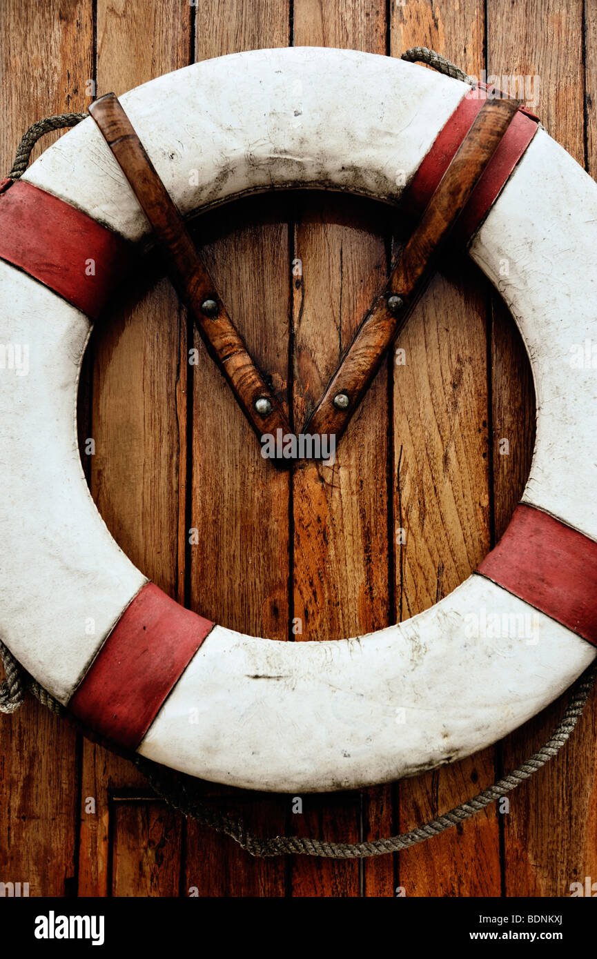 Antique rescue buoy on an old ship Stock Photo - Alamy