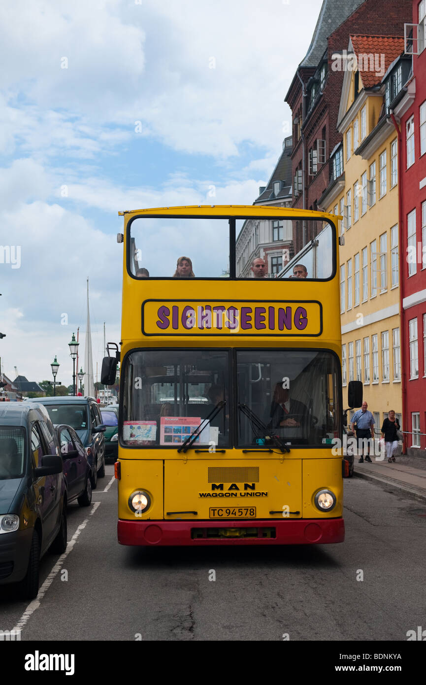 Sightseeing bus , Nyhavn Copenhagen Denmark in summer Stock Photo - Alamy