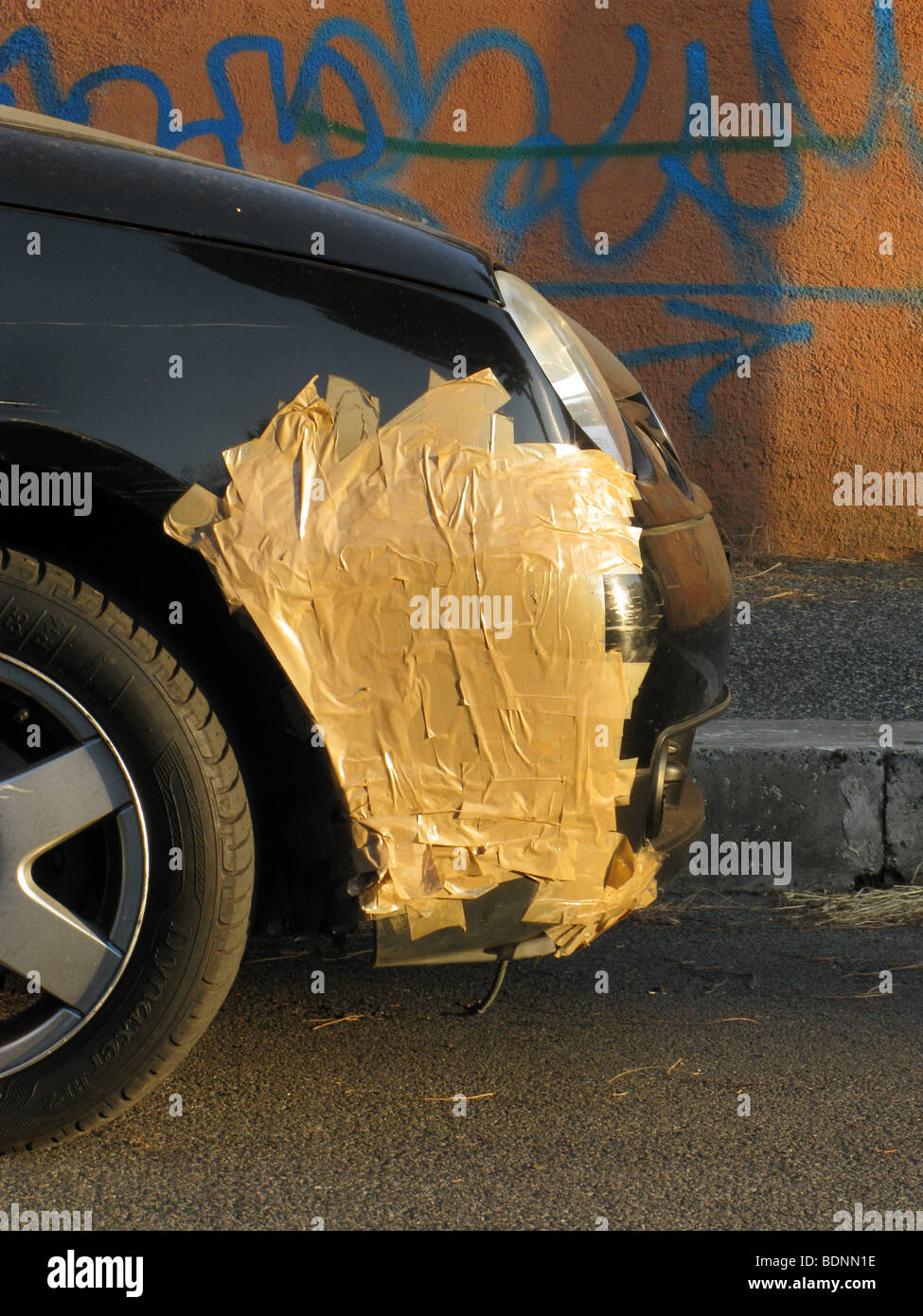 Wing side wing black smash street road city town damaged hi-res stock ...