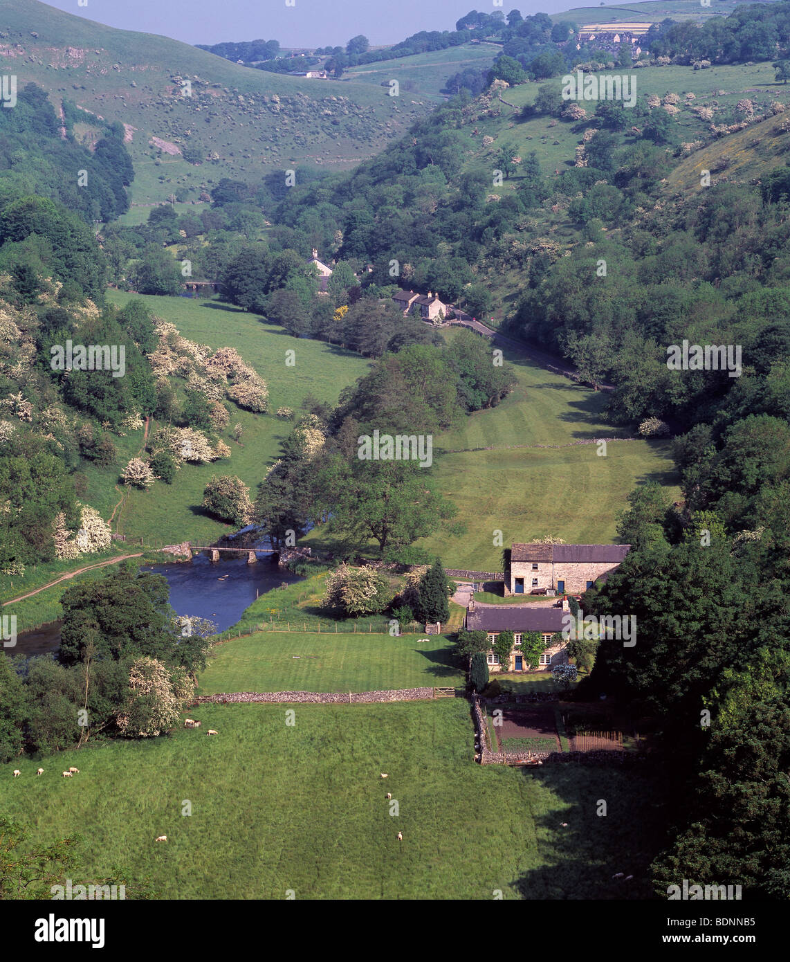 Wye valley from Monsall Head, Derbyshire Peak District, England Stock ...