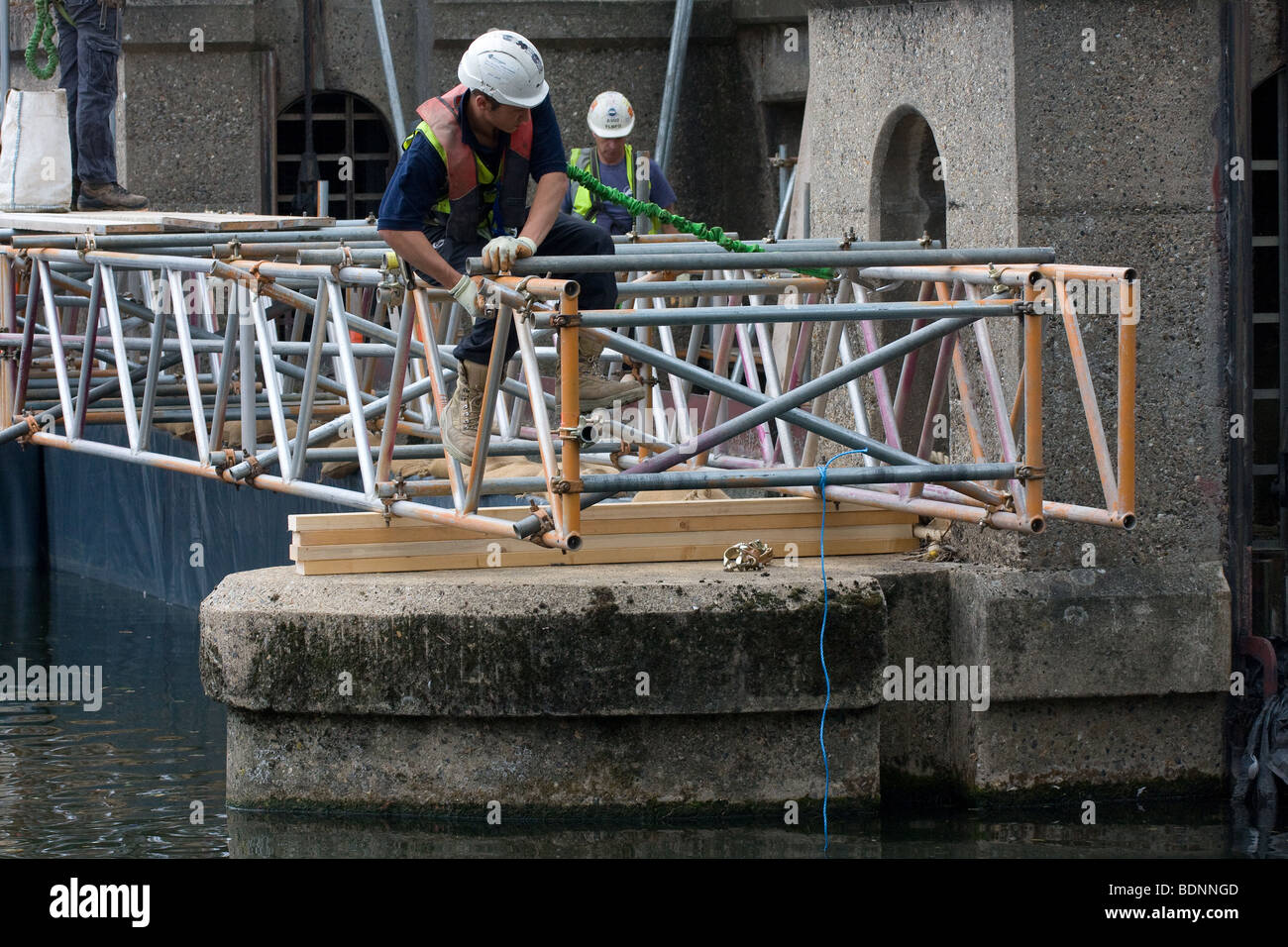 building scaffold scaffolding site construction rig workers Stock Photo ...