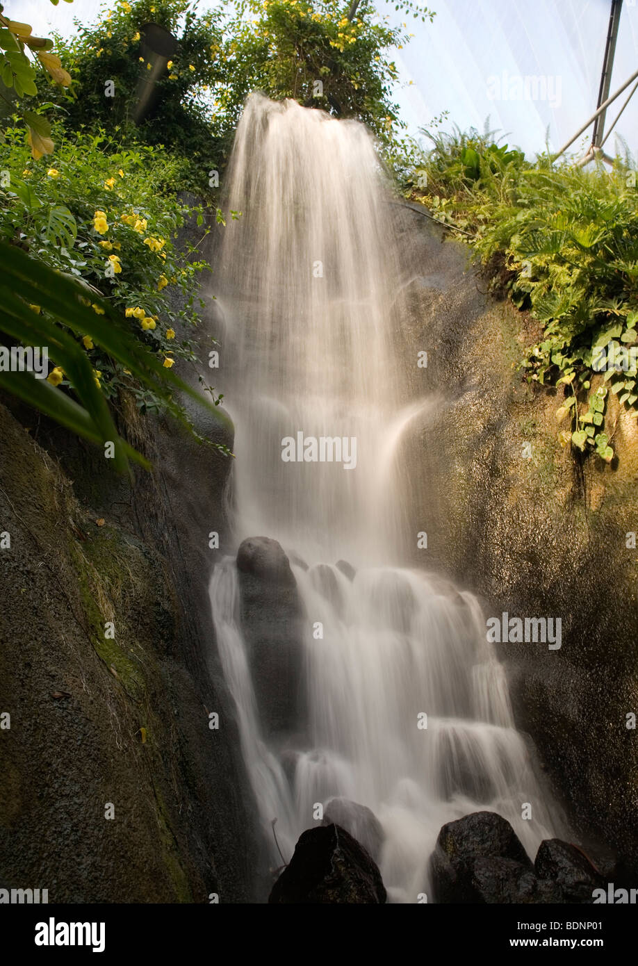 Waterfall at Eden Project St Austell Cornwall England Stock Photo - Alamy