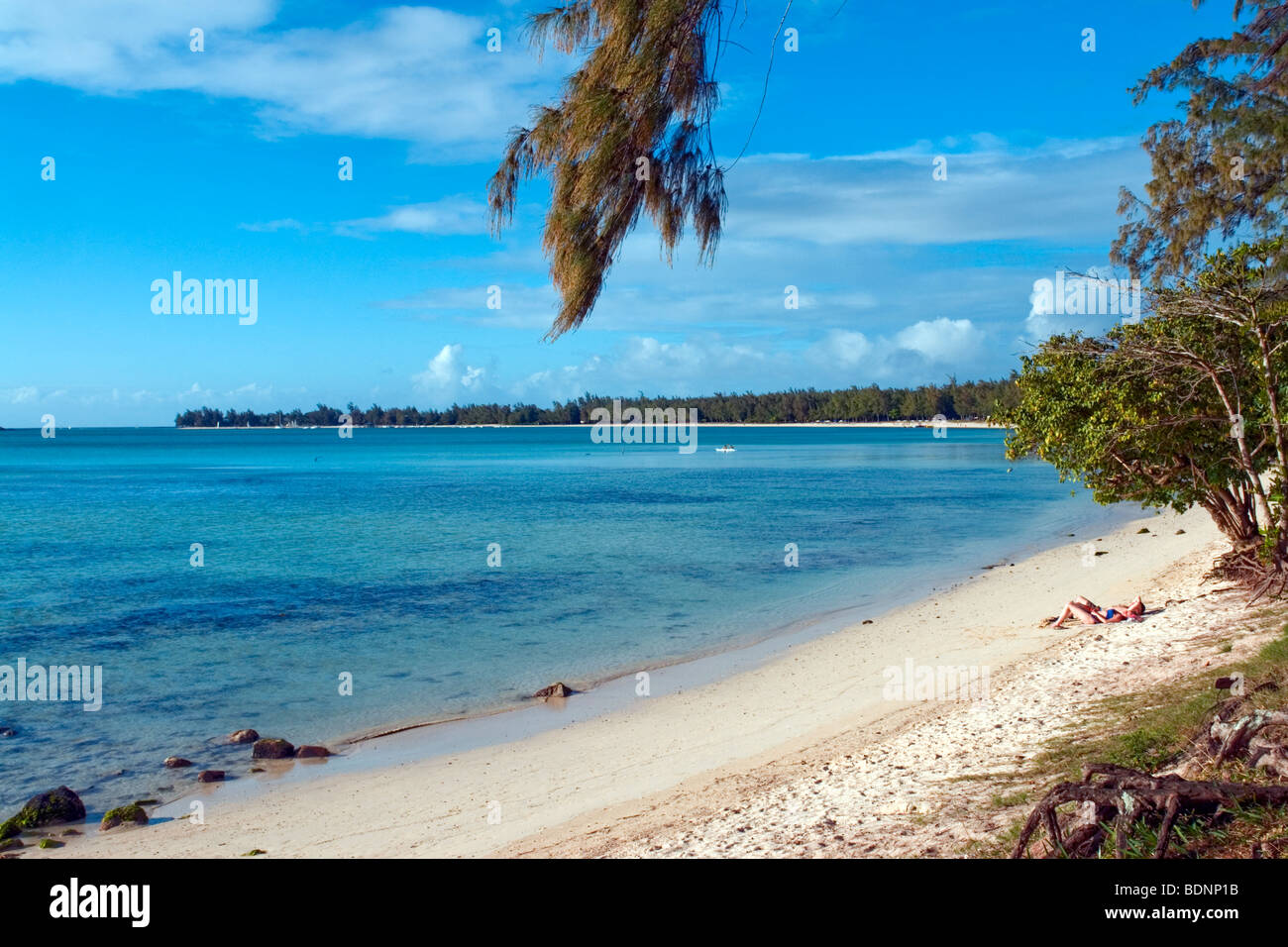 Mon Choisy beach on the north west coast of the island of Mauritius in ...