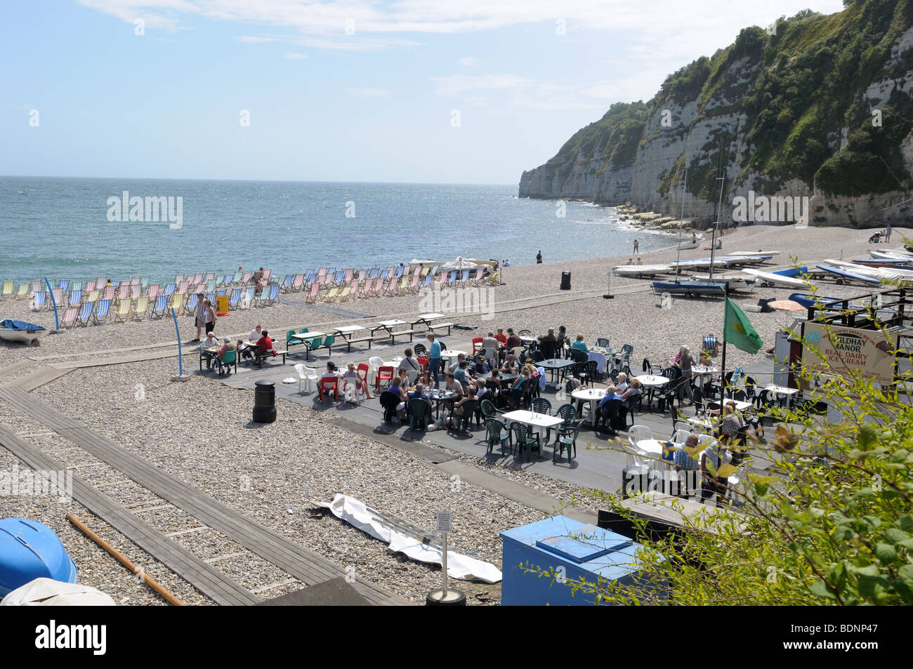Beach cafe at Beer Devon England Stock Photo - Alamy