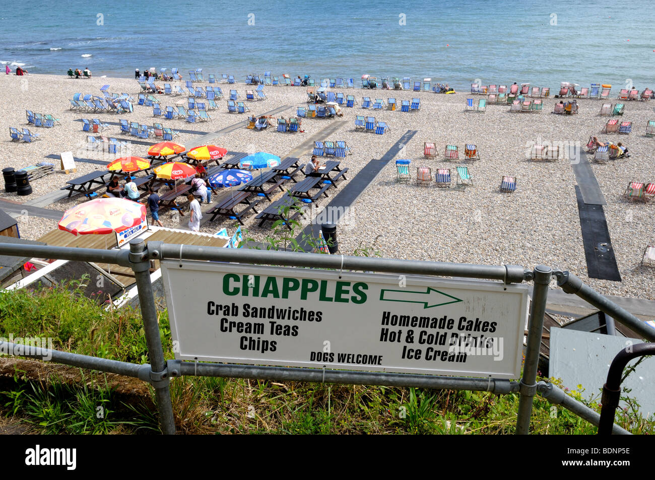 Beach cafe at Beer Devon England Stock Photo - Alamy