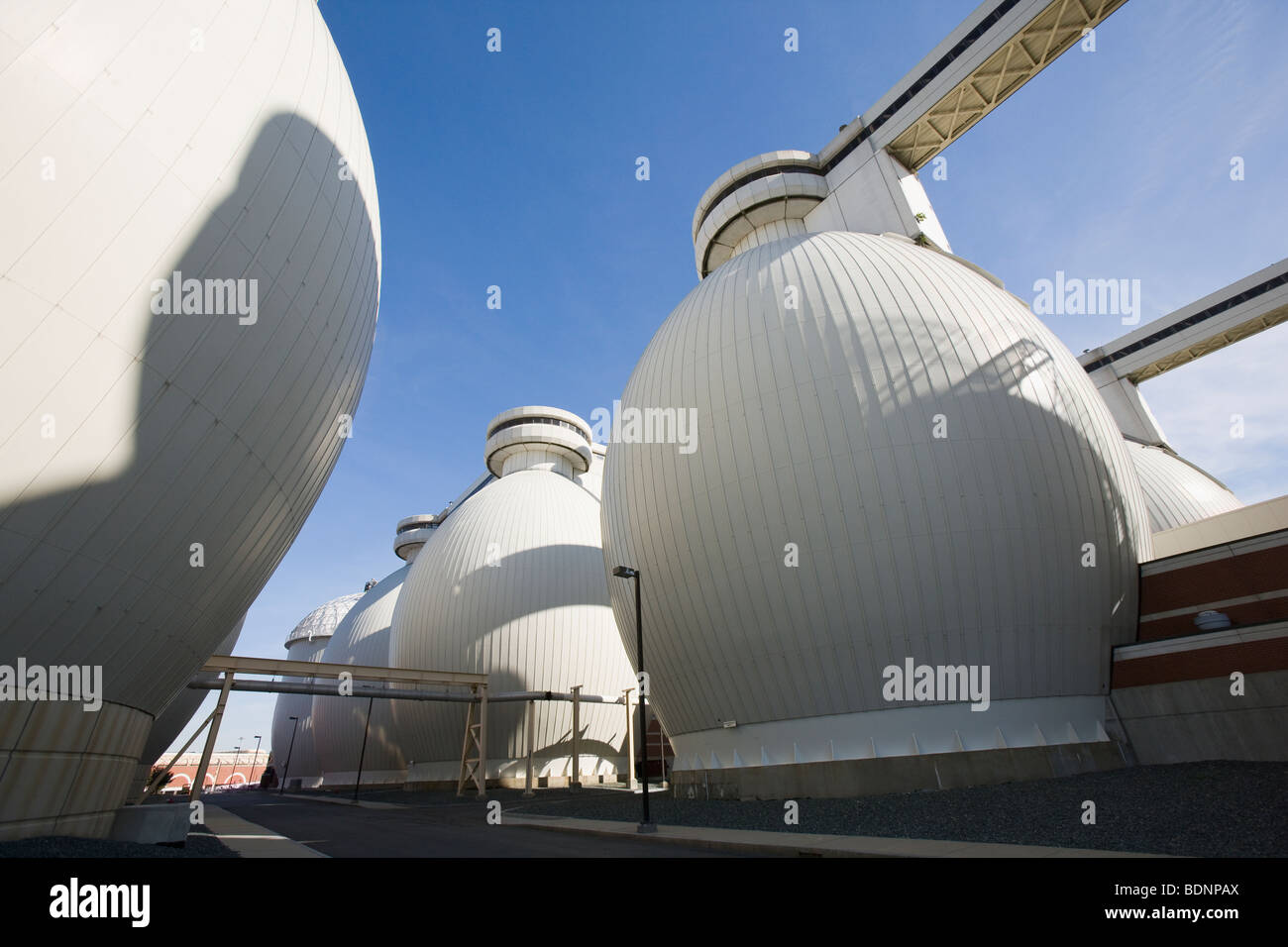 Digester tanks in a water treatment plant Stock Photo - Alamy
