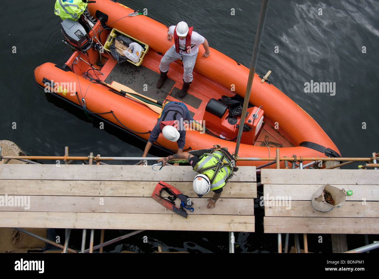building scaffold scaffolding site construction rig workers safety boat ...