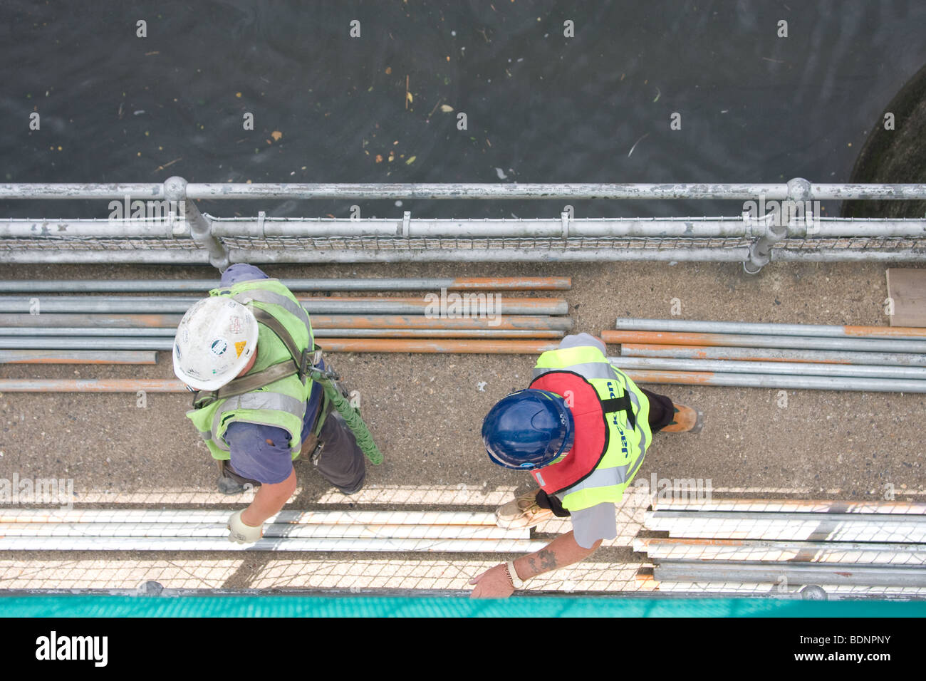 building scaffold scaffolding site construction rig workers Stock Photo ...
