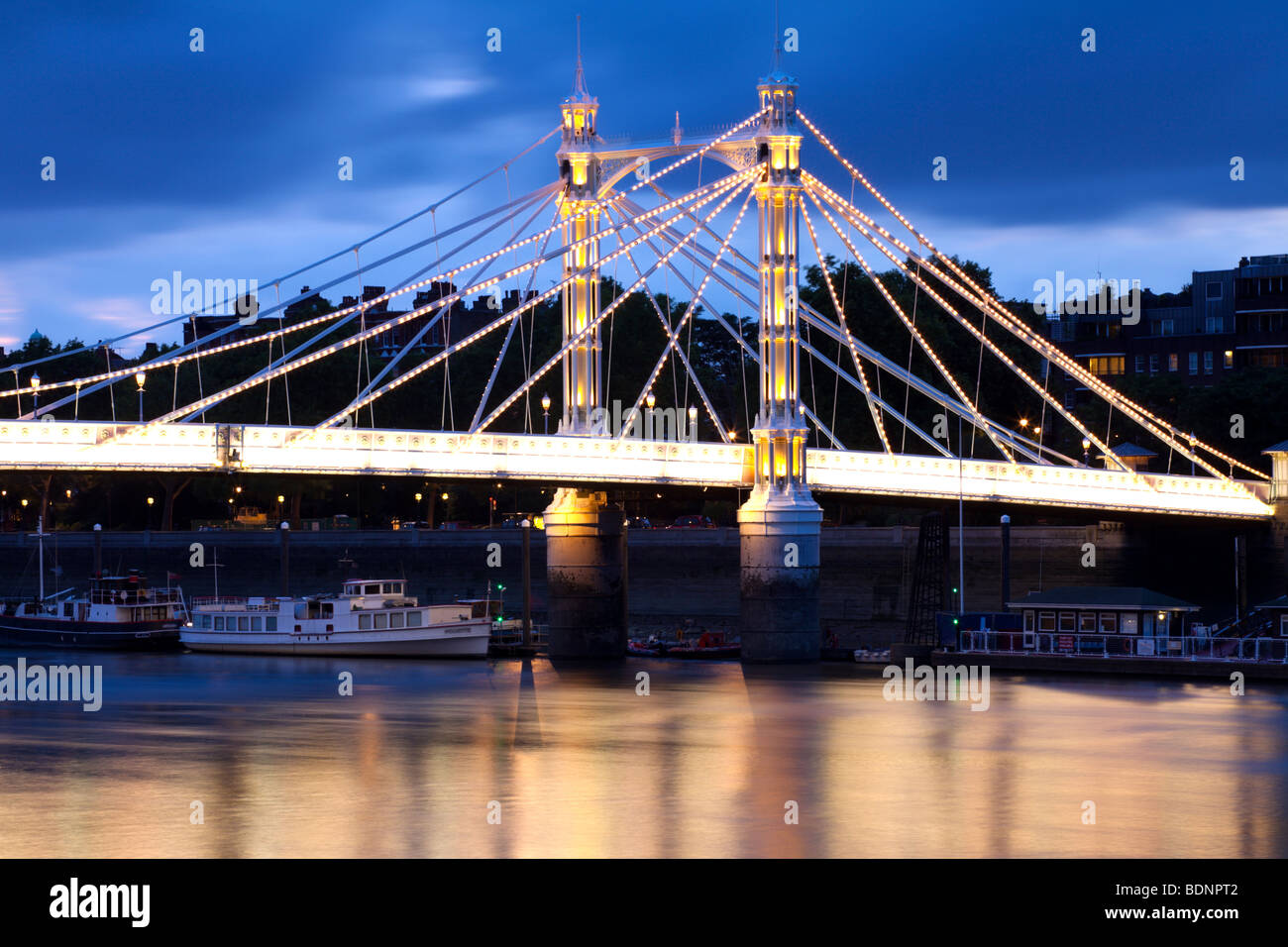 The Albert Bridge at night, London Stock Photo - Alamy