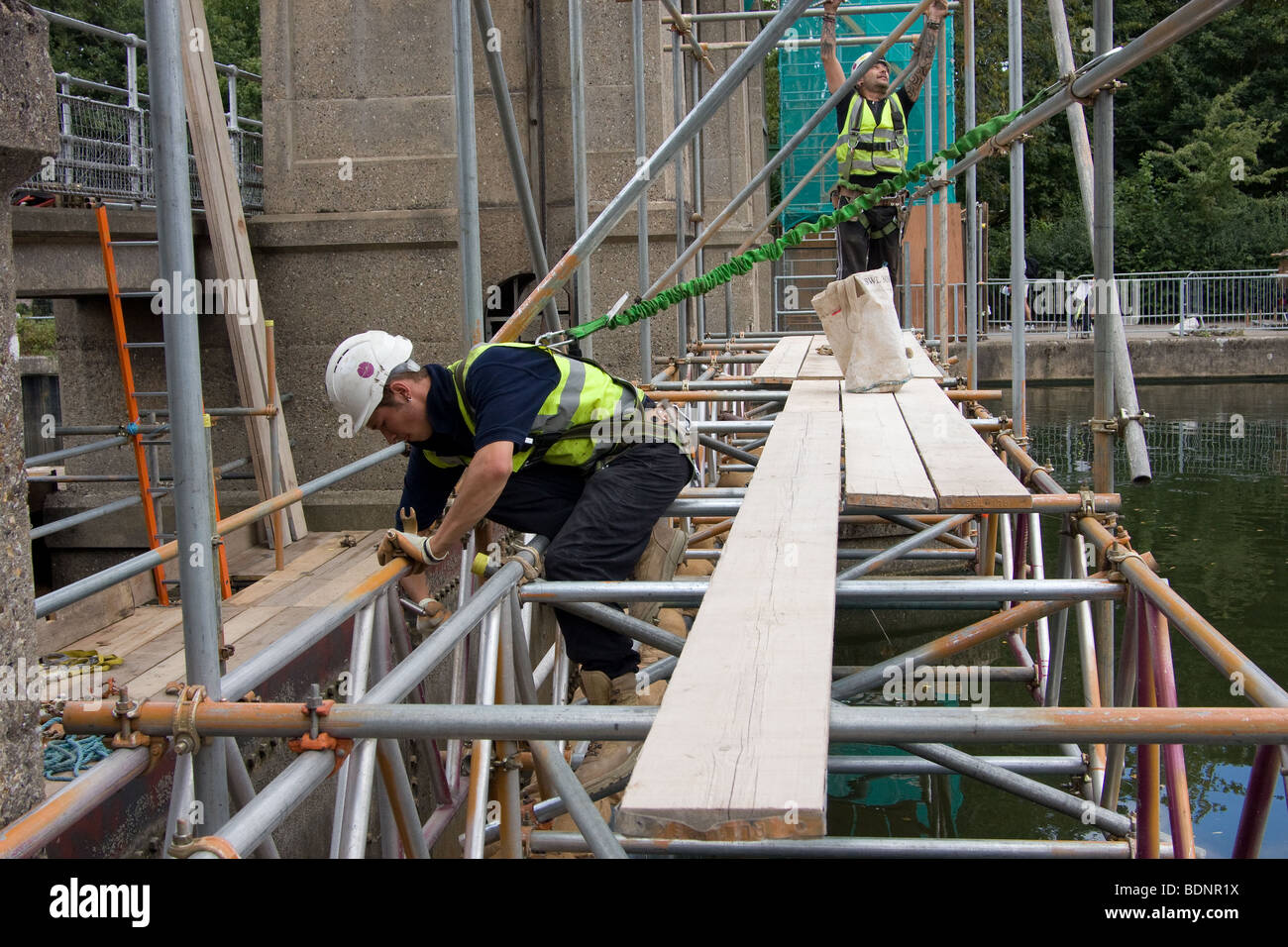 building scaffold scaffolding site construction rig workers Stock Photo ...