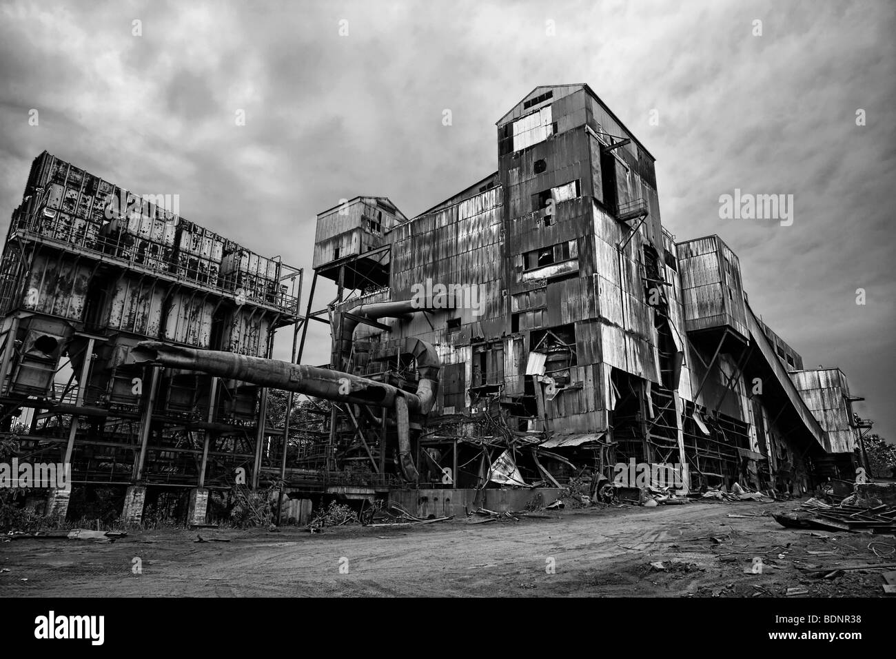 Exterior view damage Black and White Stock Photos & Images - Alamy
