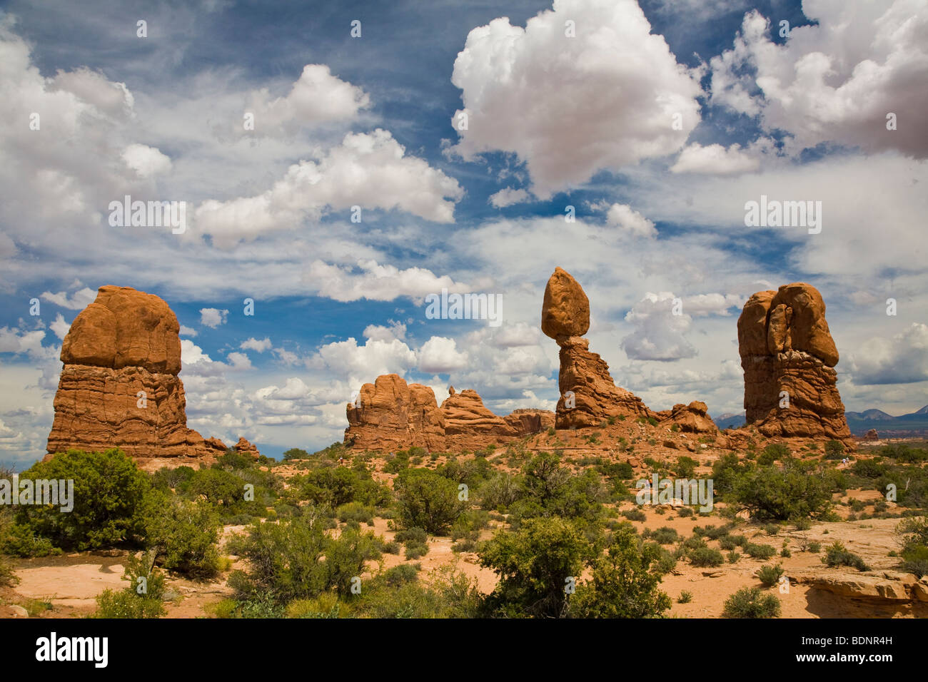 Balanced Rock sandstone formation in Arches National Park, Moab, Utah ...