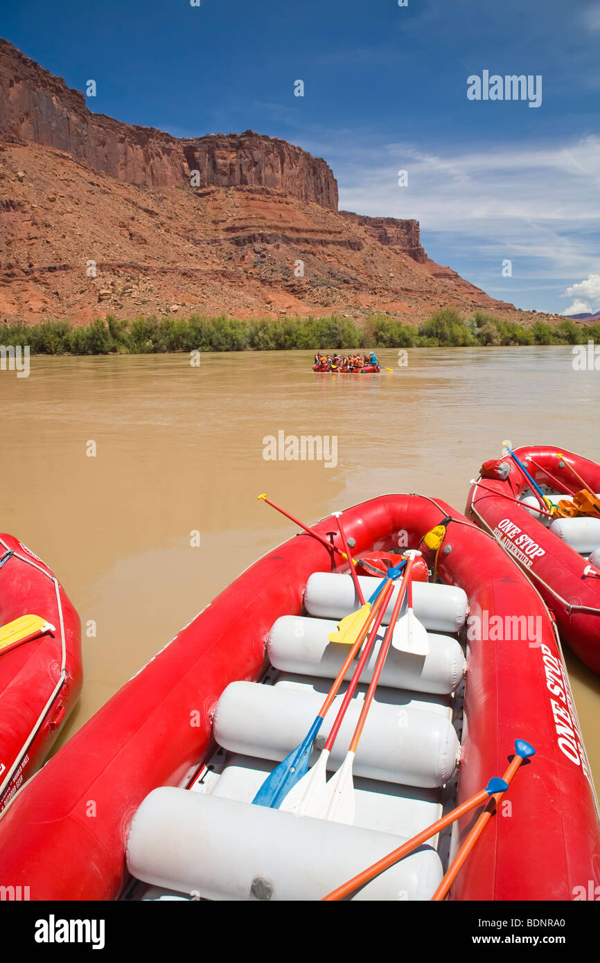 Red rafts on Colorado River near Moab Utah Stock Photo - Alamy