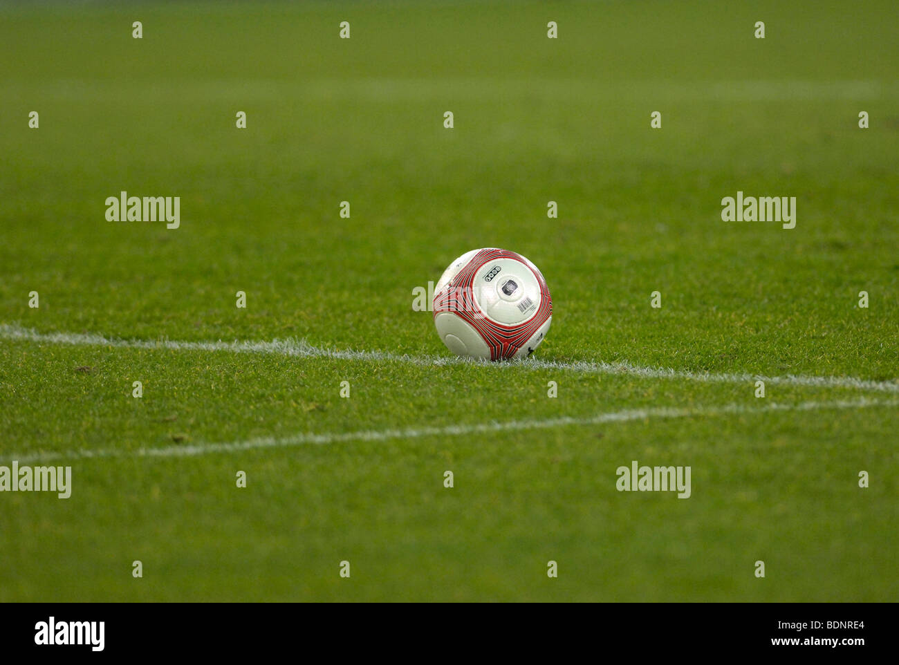 Football on playing field Stock Photo - Alamy