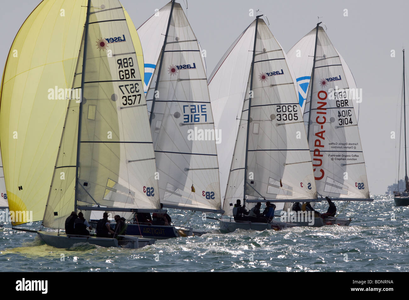 Laser SB3 yacht Racing Cowes Week Stock Photo - Alamy