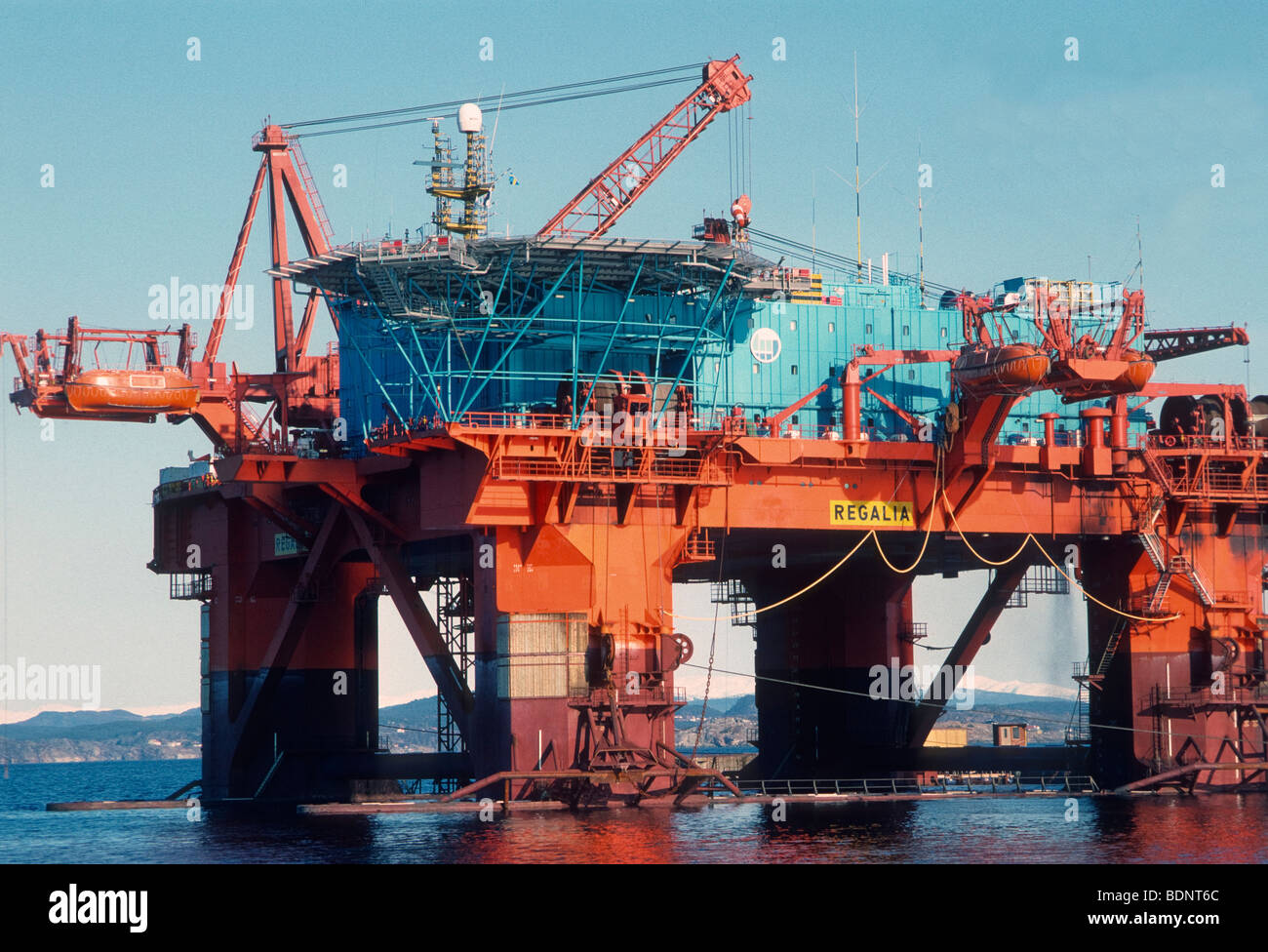 Helicopter landing platform on floating workstation for offshore oil ...