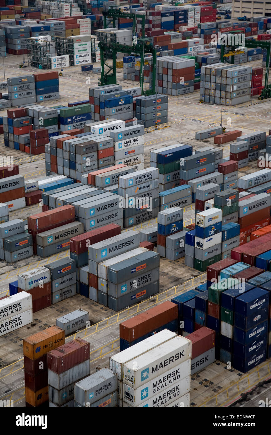 Container yard box boxes stack stacks stacking Stock Photo - Alamy