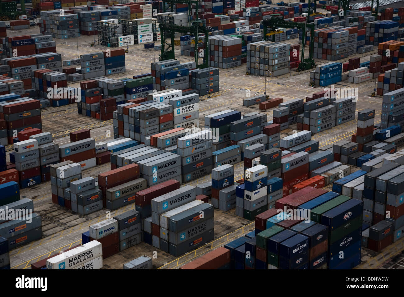 Container yard box boxes stack stacks stacking Stock Photo - Alamy