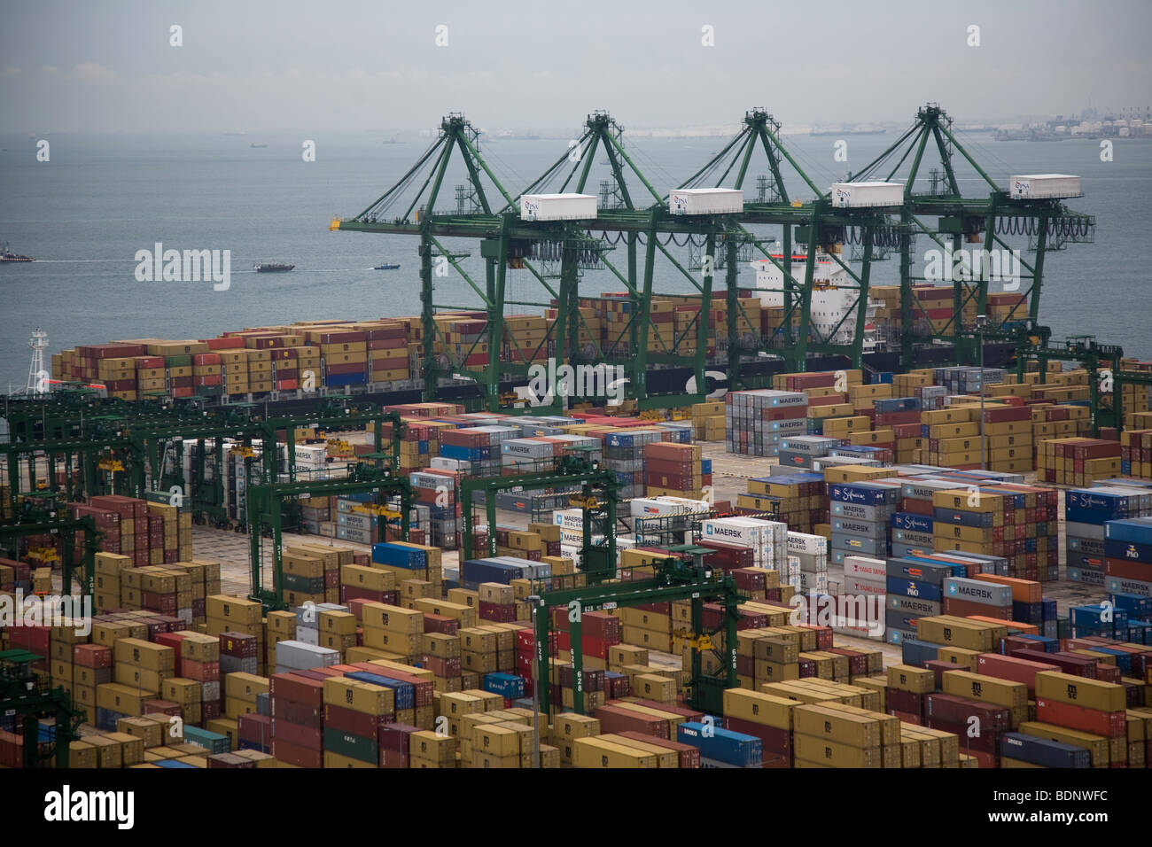 Container yard box boxes stack stacks stacking Stock Photo - Alamy