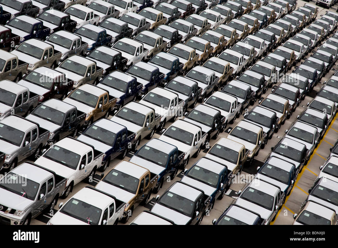 Car import export parked cars shipping pattern Stock Photo - Alamy