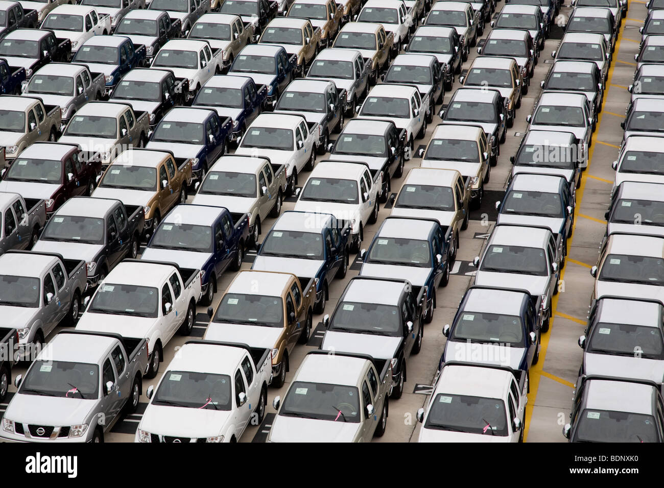 Car import export parked cars shipping pattern Stock Photo - Alamy