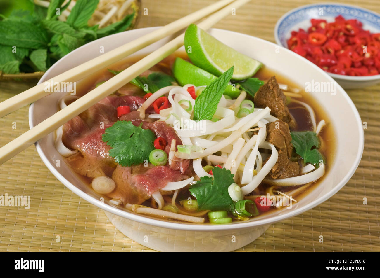 Pho Bo Beef and noodle soup Food Vietnam Stock Photo - Alamy