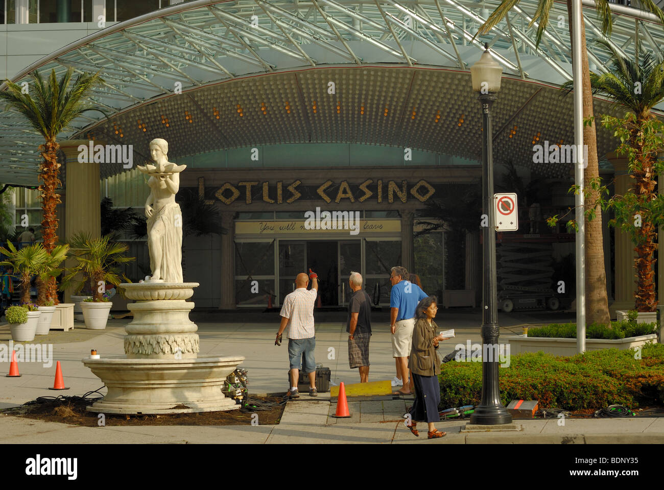 Movie crew members placing background decorations for Percy Jackson The ...