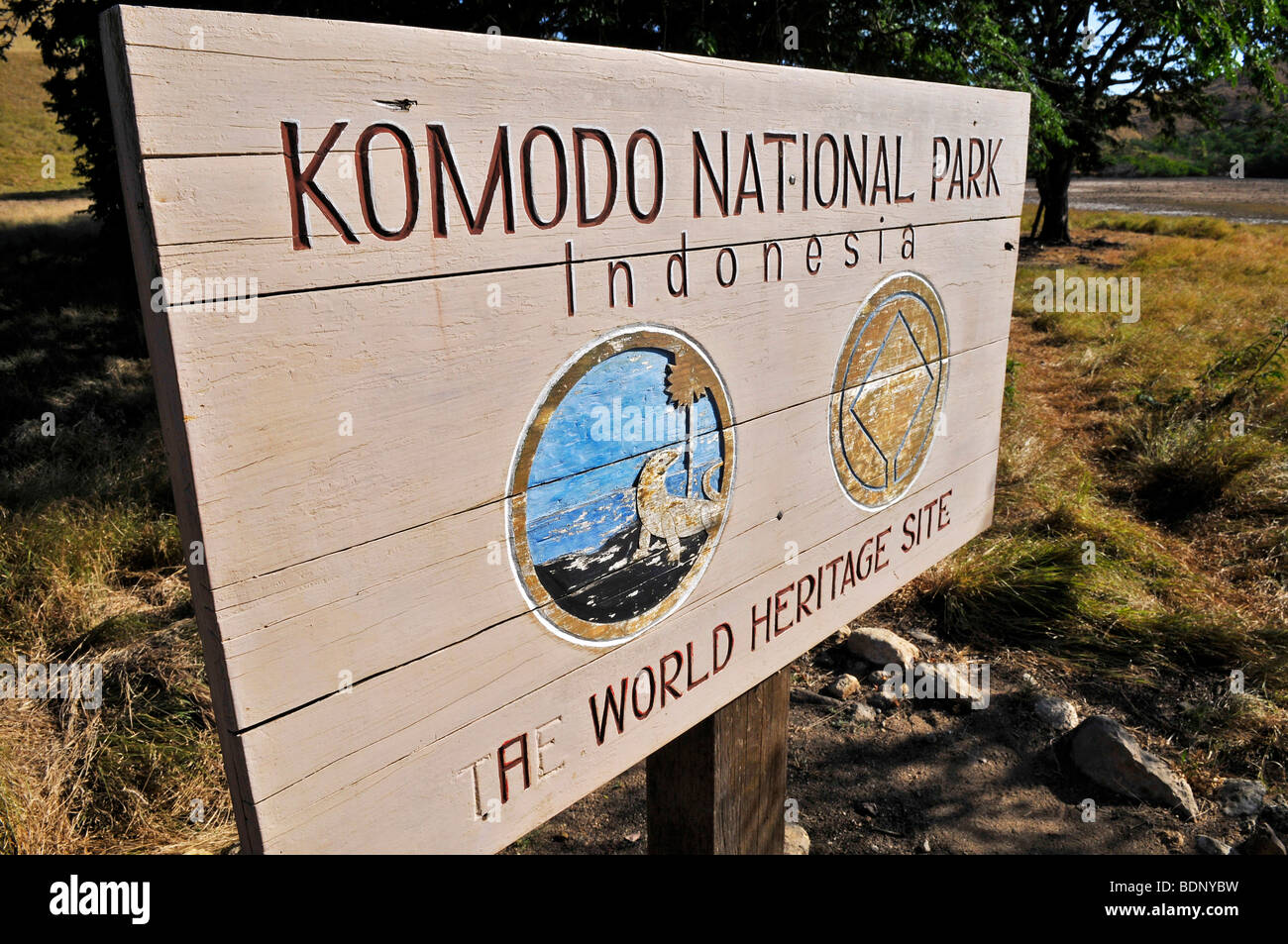 Sign, Rinca Island, Loh Buaya, Komodo National Park, Indonesia ...
