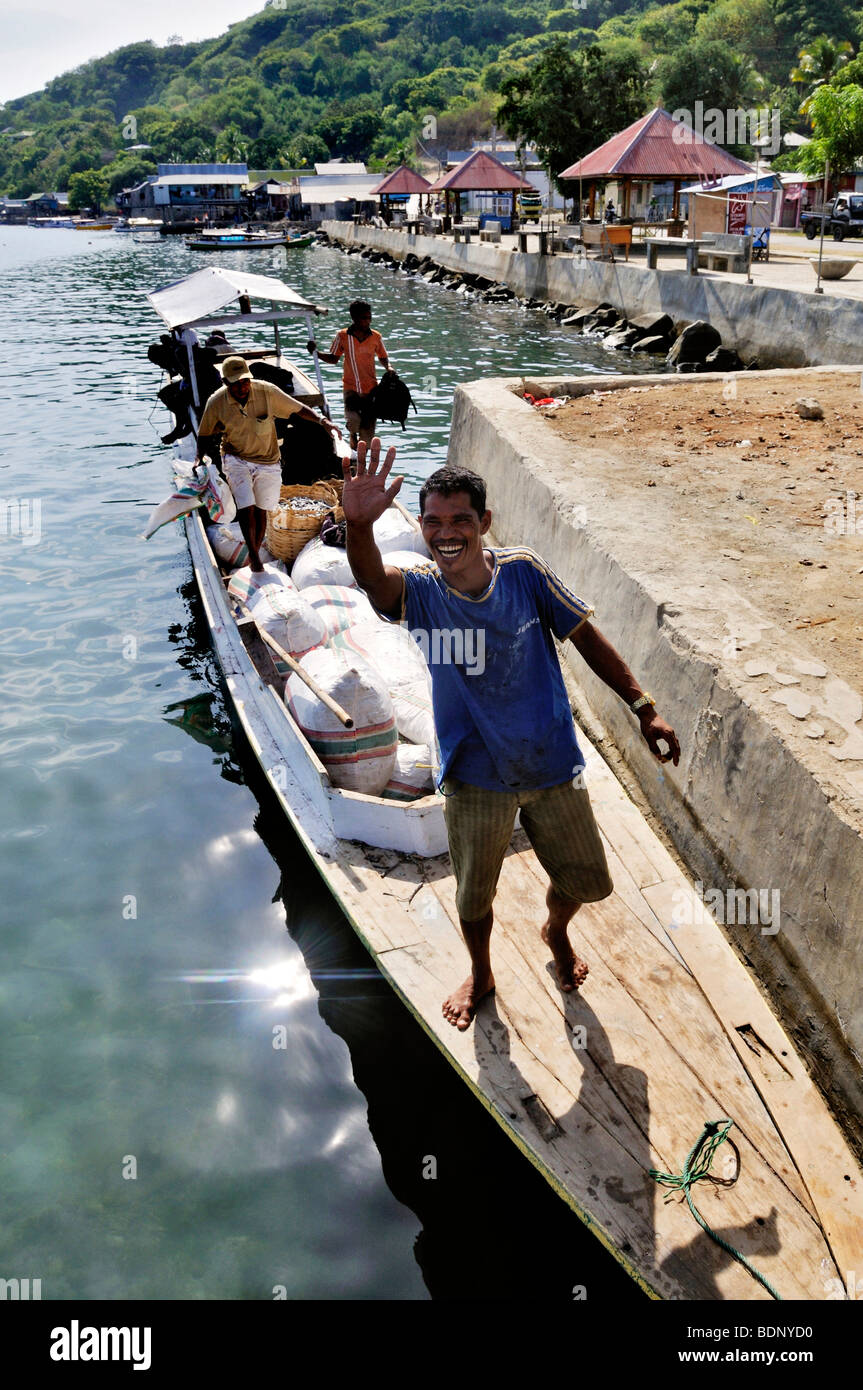 Boat at jetty, Labuan Bajo, Flores island, Indonesia, Southeast Asia ...