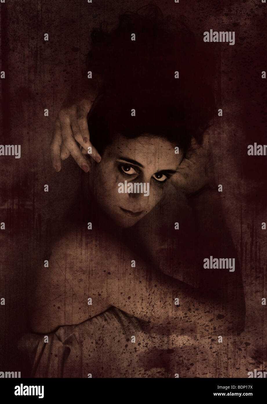 The face of a young woman with dark eyes Stock Photo - Alamy