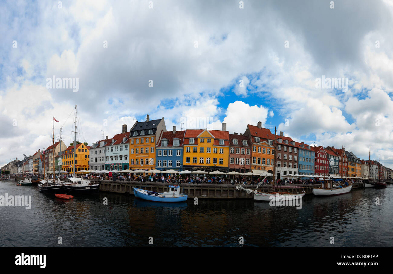Panorama image of Nyhavn Copenhagen Denmark in summer Stock Photo - Alamy