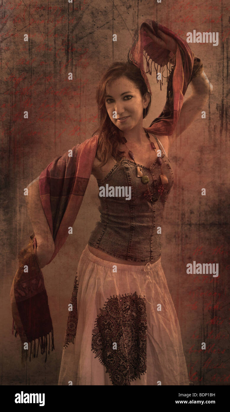 A young woman in a Spanish pose Stock Photo - Alamy