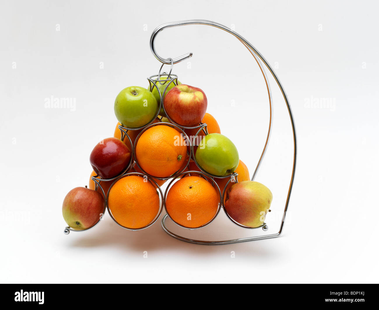 Chrome Fruit Stand with Fruit Stock Photo - Alamy