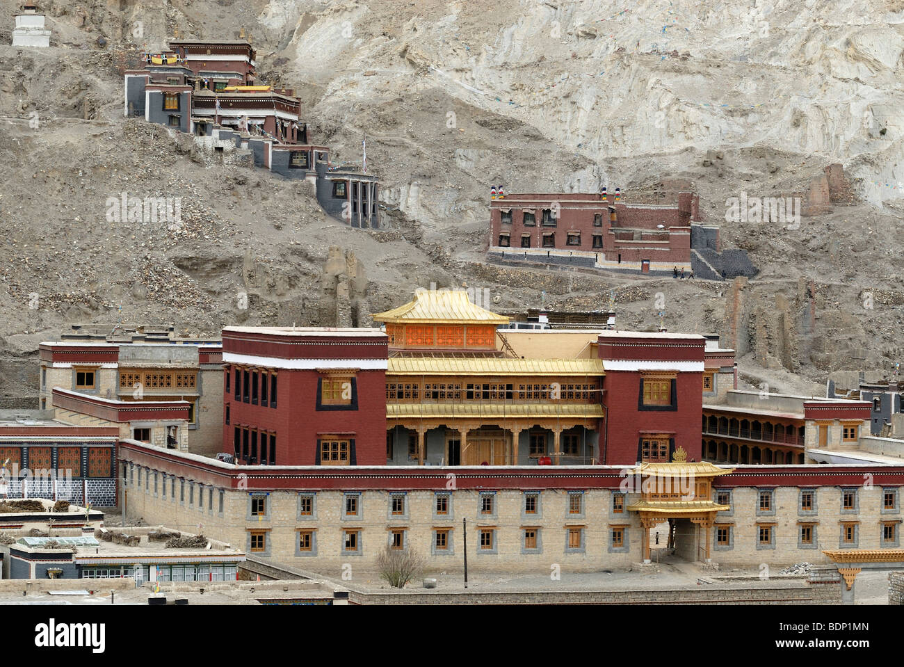 Tibetan temple and monastery complex in Sakya architectural style and ...