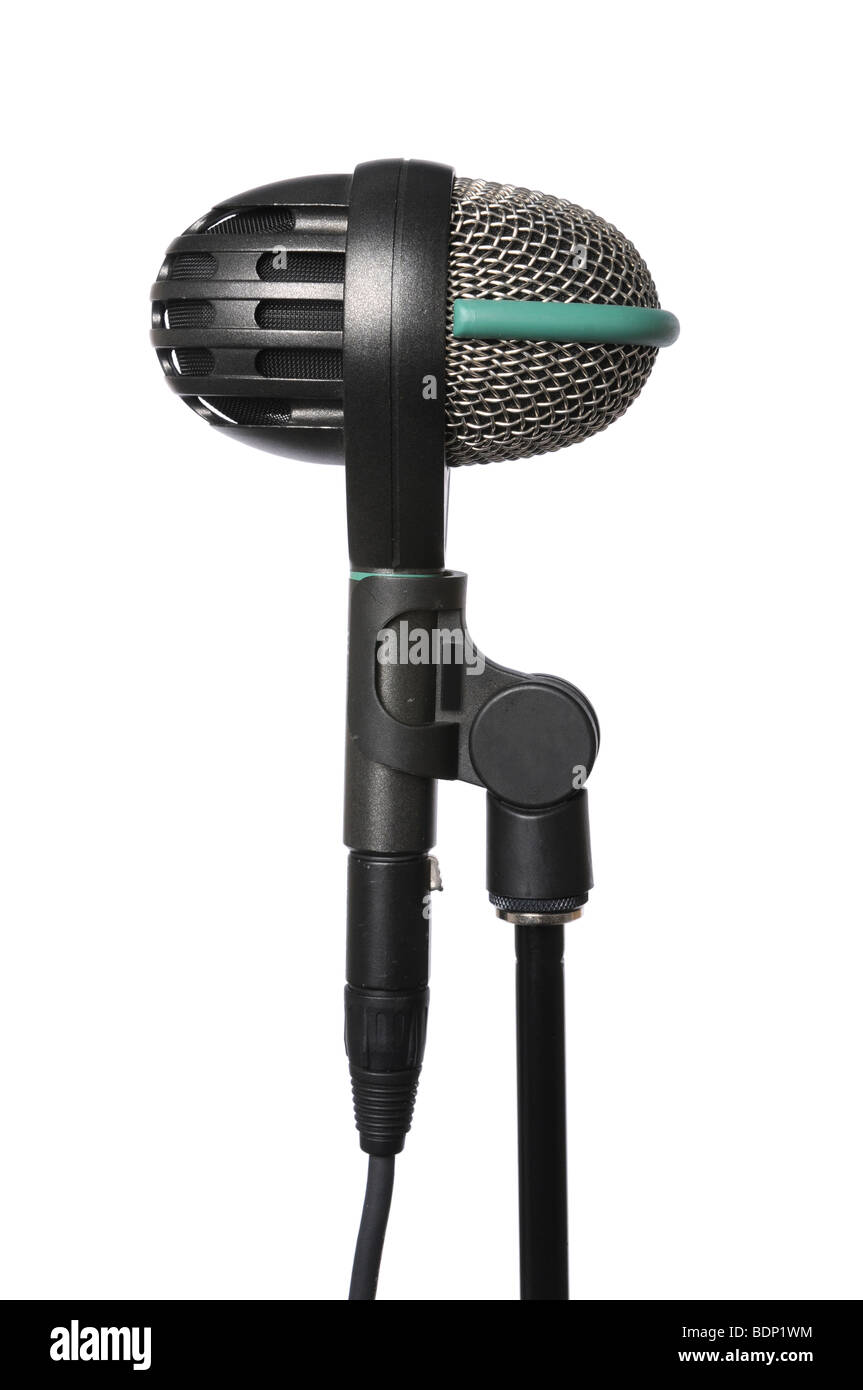 Vintage Microphone in profile view isolated over a white background ...