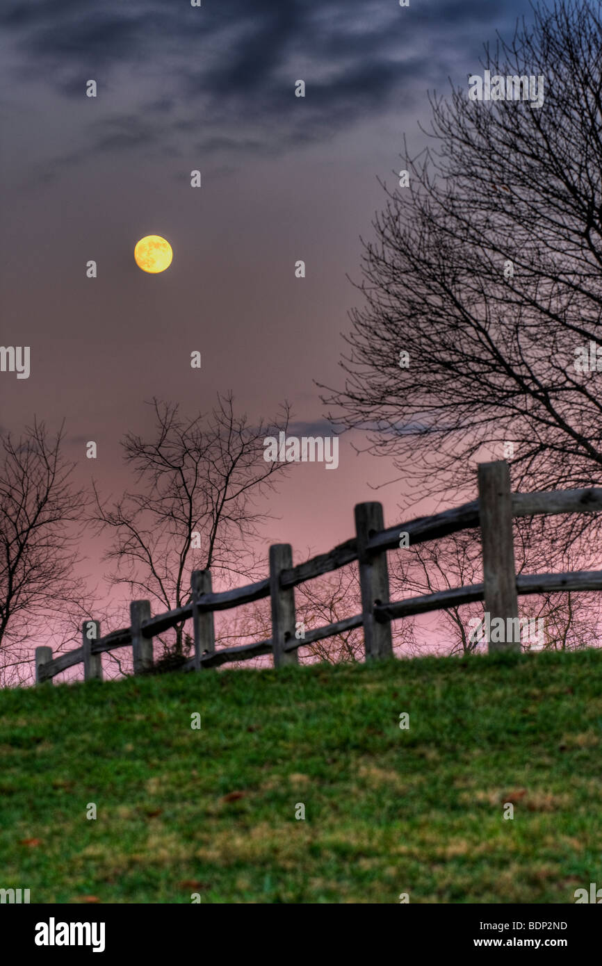 November Moon rising over hill at Inn at Cedar Falls in Hocking Hills ...