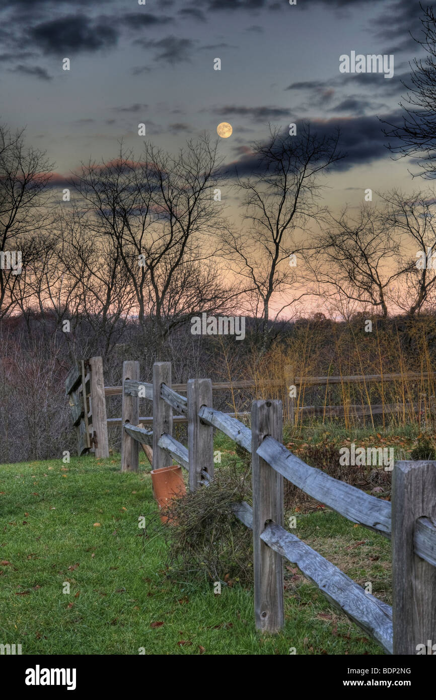 November Moon rising over hill at Inn at Cedar Falls in Hocking Hills ...