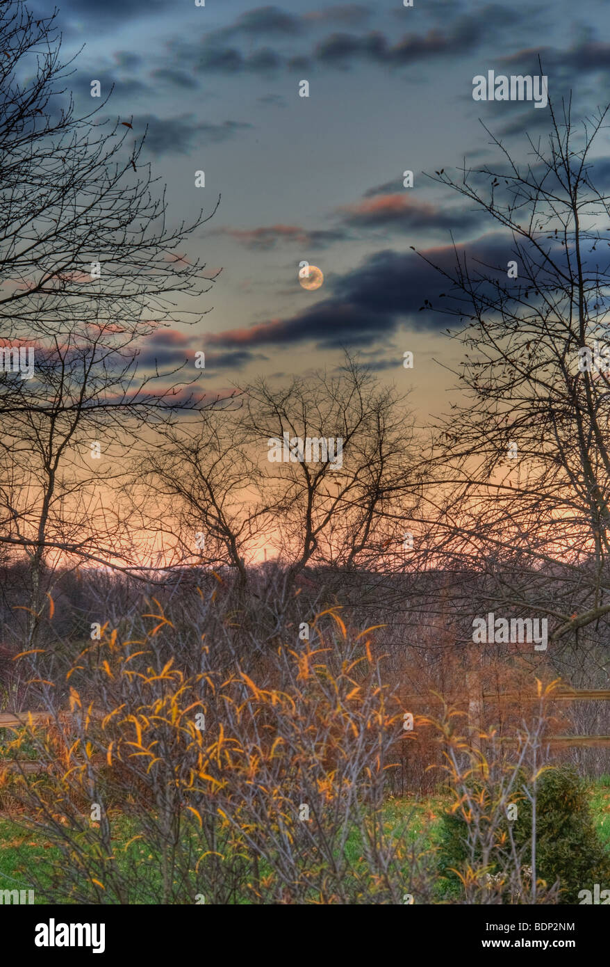 November Moon rising over hill at Inn at Cedar Falls in Hocking Hills ...